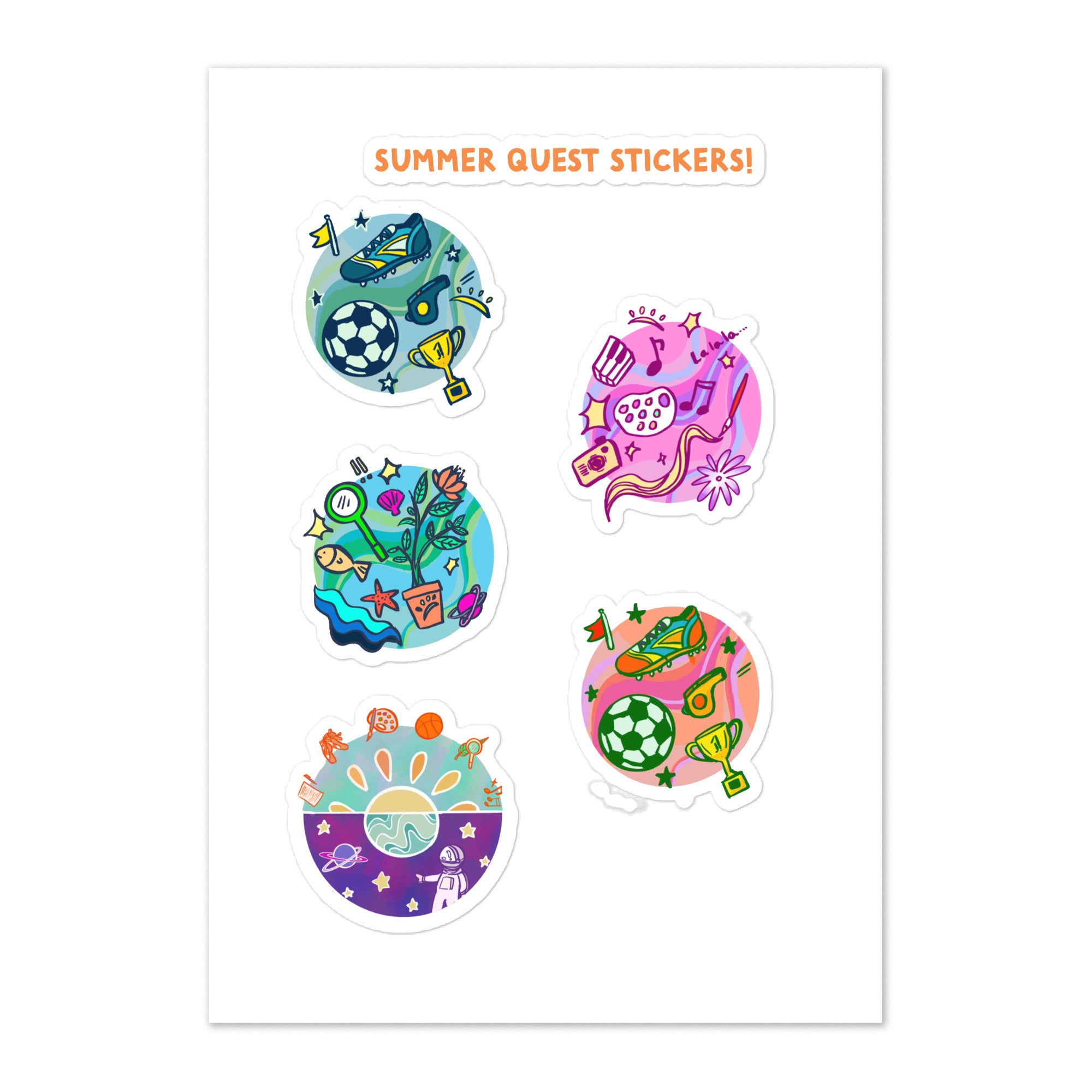 Water bottle Stickers – Summer Quest